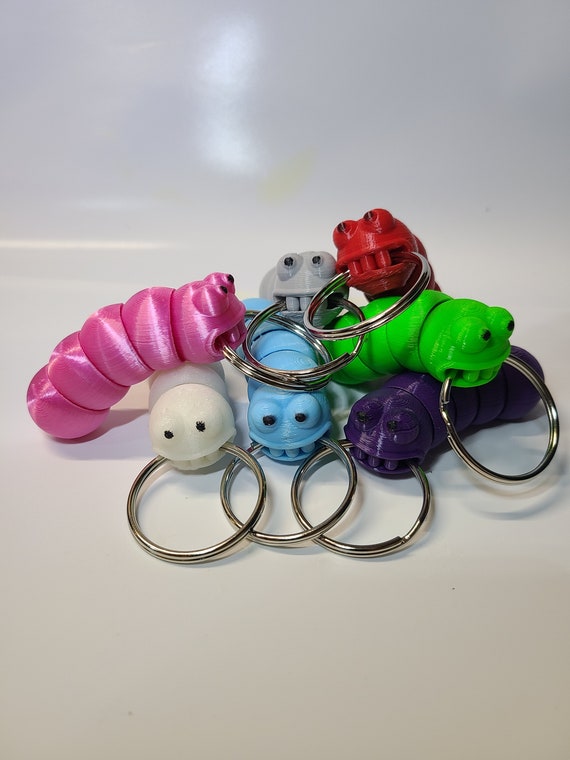 Silly Articulated Worm Keyring | Etsy