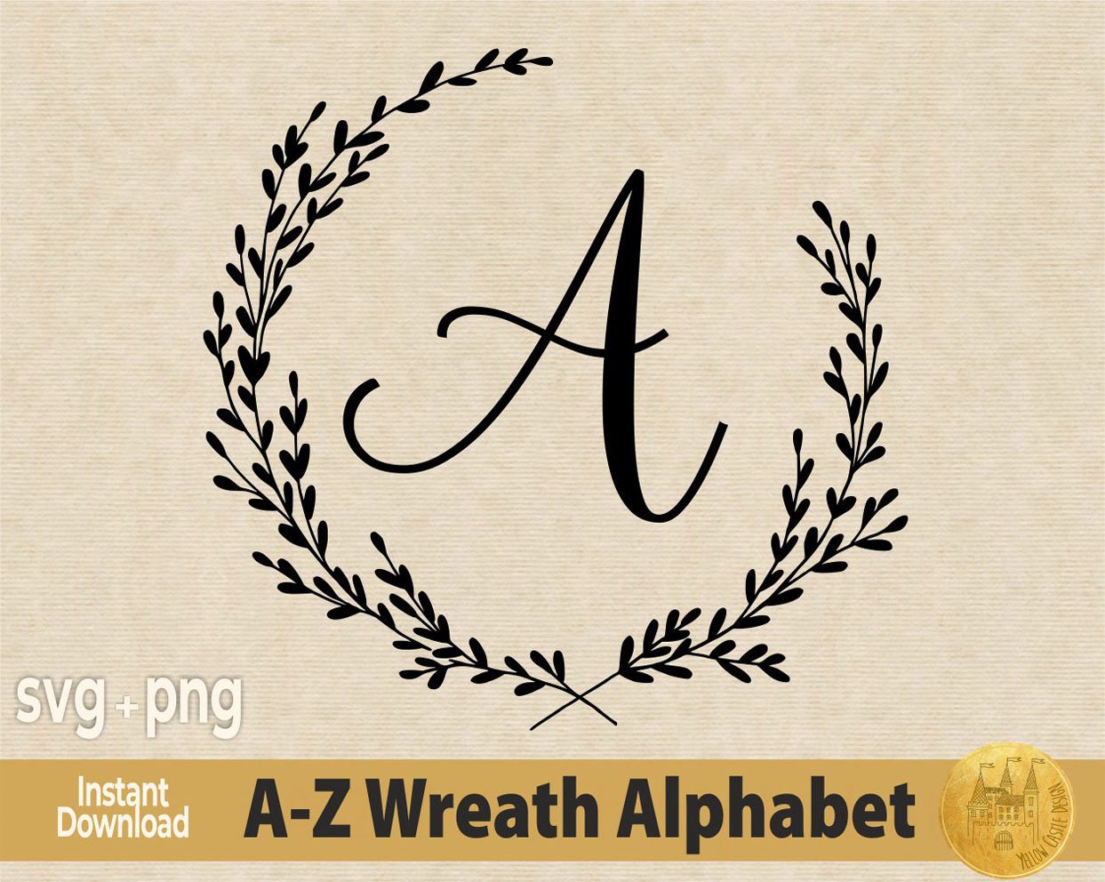 Wreath Letters Svg Monogram Alphabet Wreath Alphabet Svg, Laurel Wreath ...