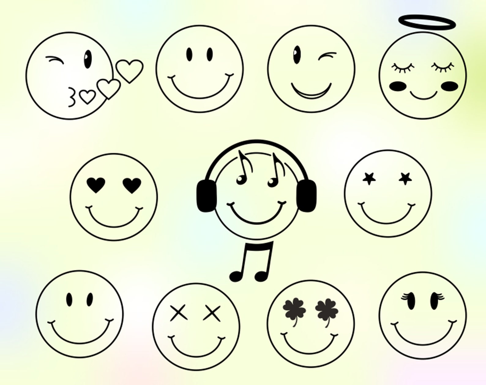 Happy Smileys Svg, Smiley Svg, Happy Smiley Svg, Yellow Smiley Svg ...