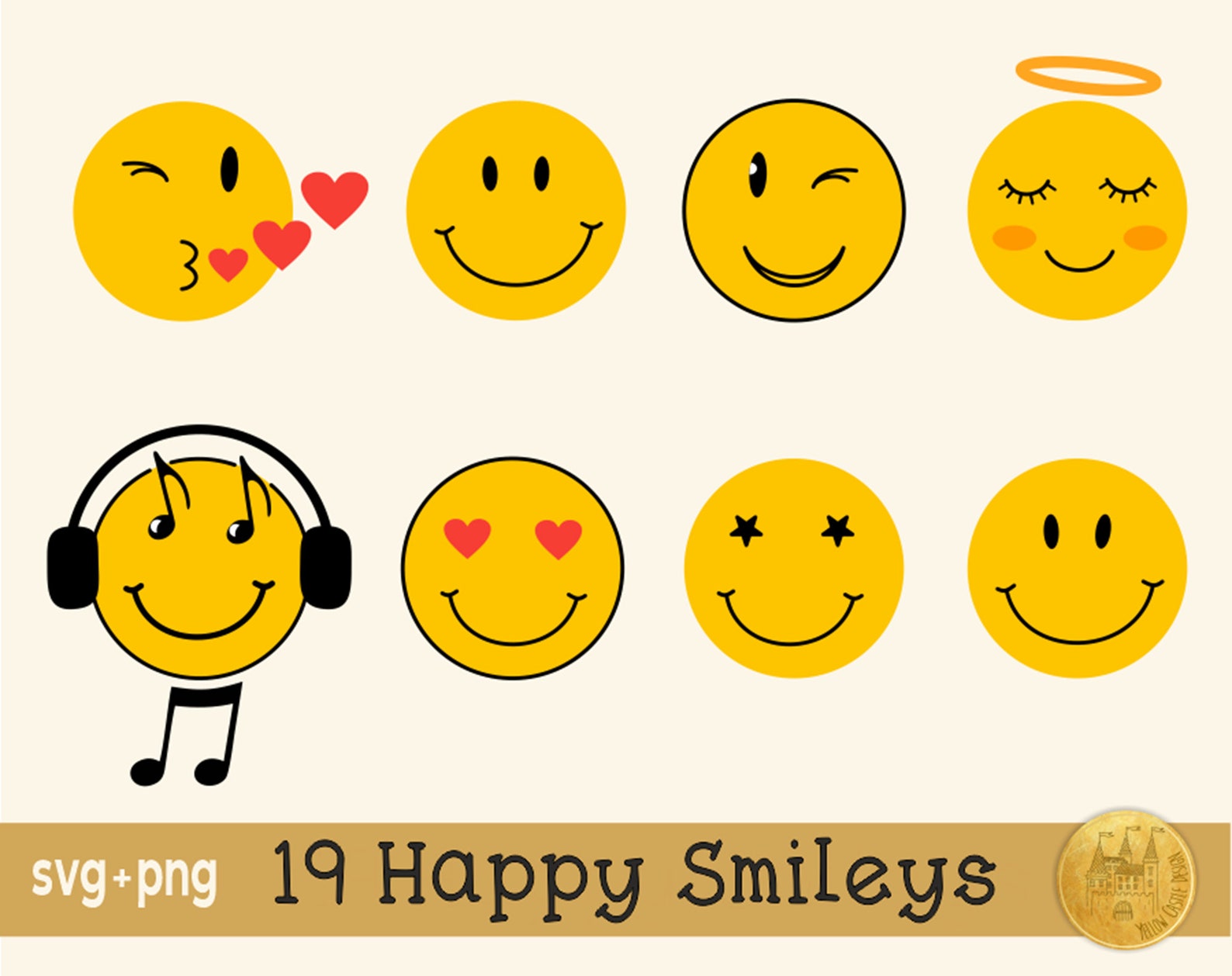 Happy Smileys Svg, Smiley Svg, Happy Smiley Svg, Yellow Smiley Svg ...