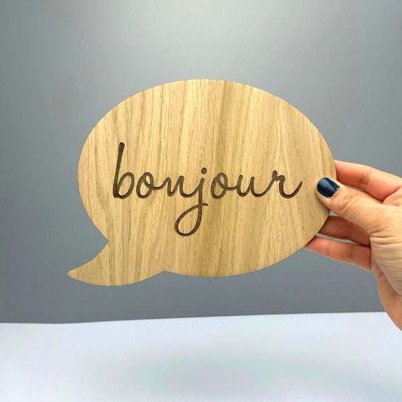 Speech Bubble 'bonjour' Sign // Wooden Sign // Hanging | Etsy UK