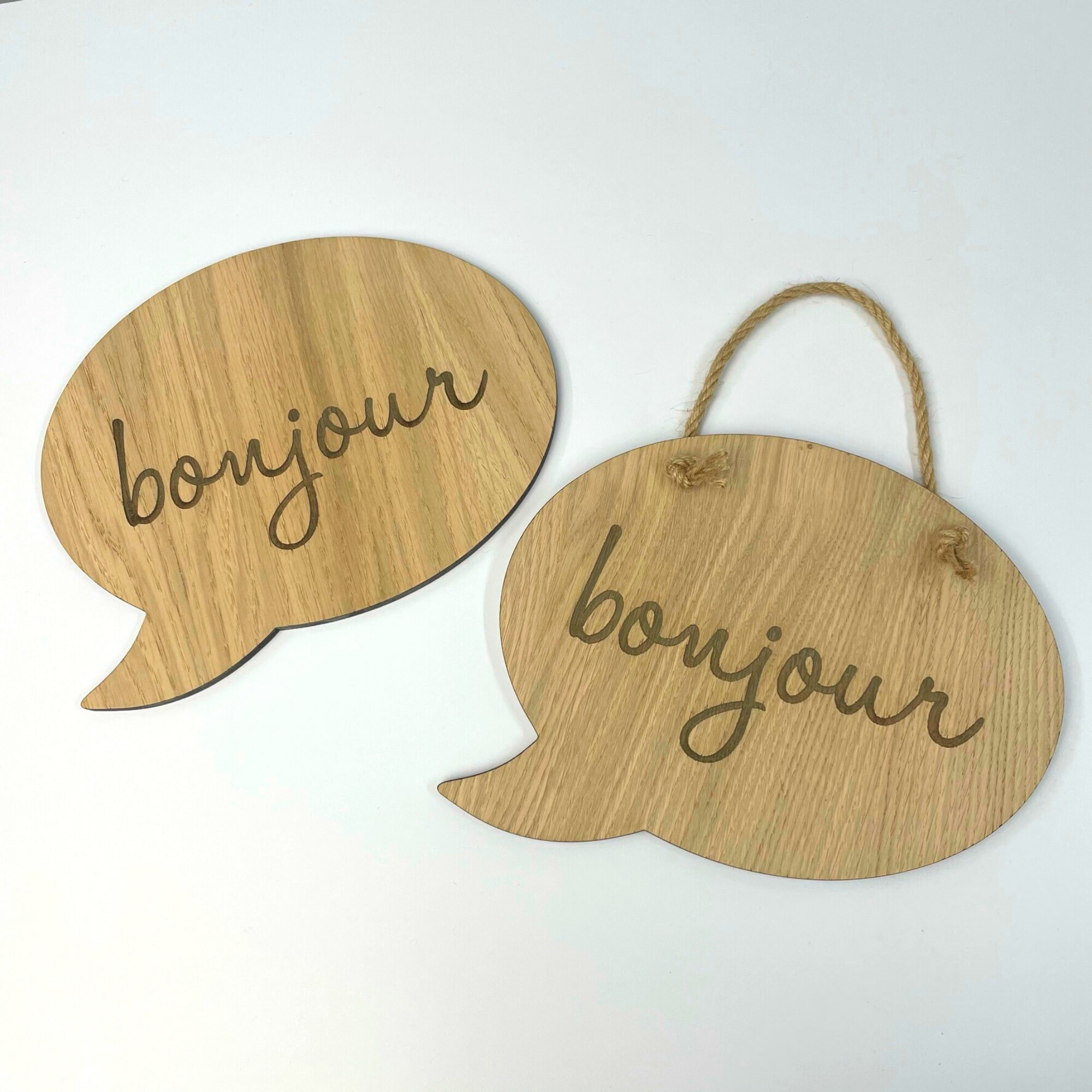 Speech Bubble 'bonjour' Sign // Wooden Sign // Hanging Sign // Hey ...