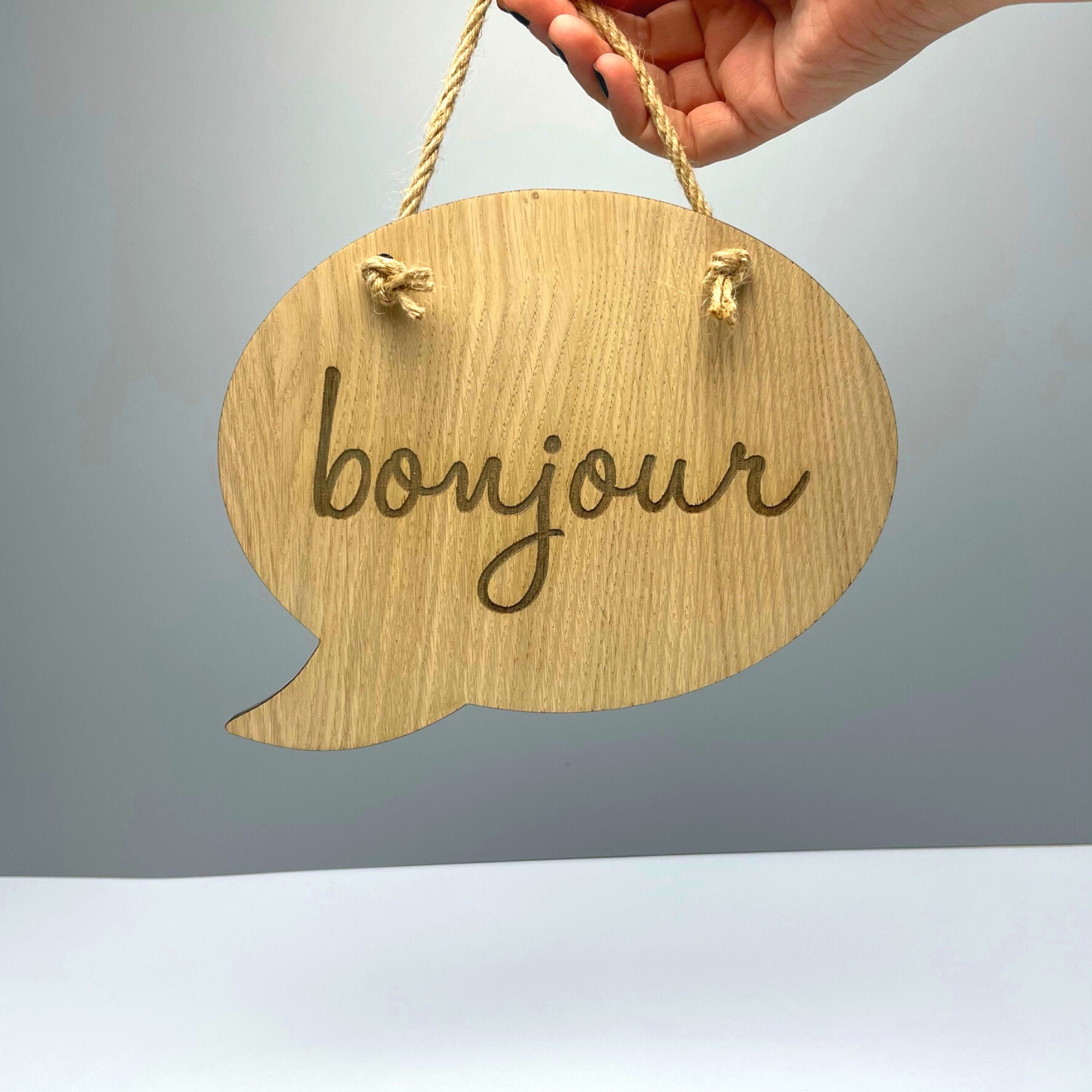 Speech Bubble 'bonjour' Sign // Wooden Sign // Hanging - Etsy UK