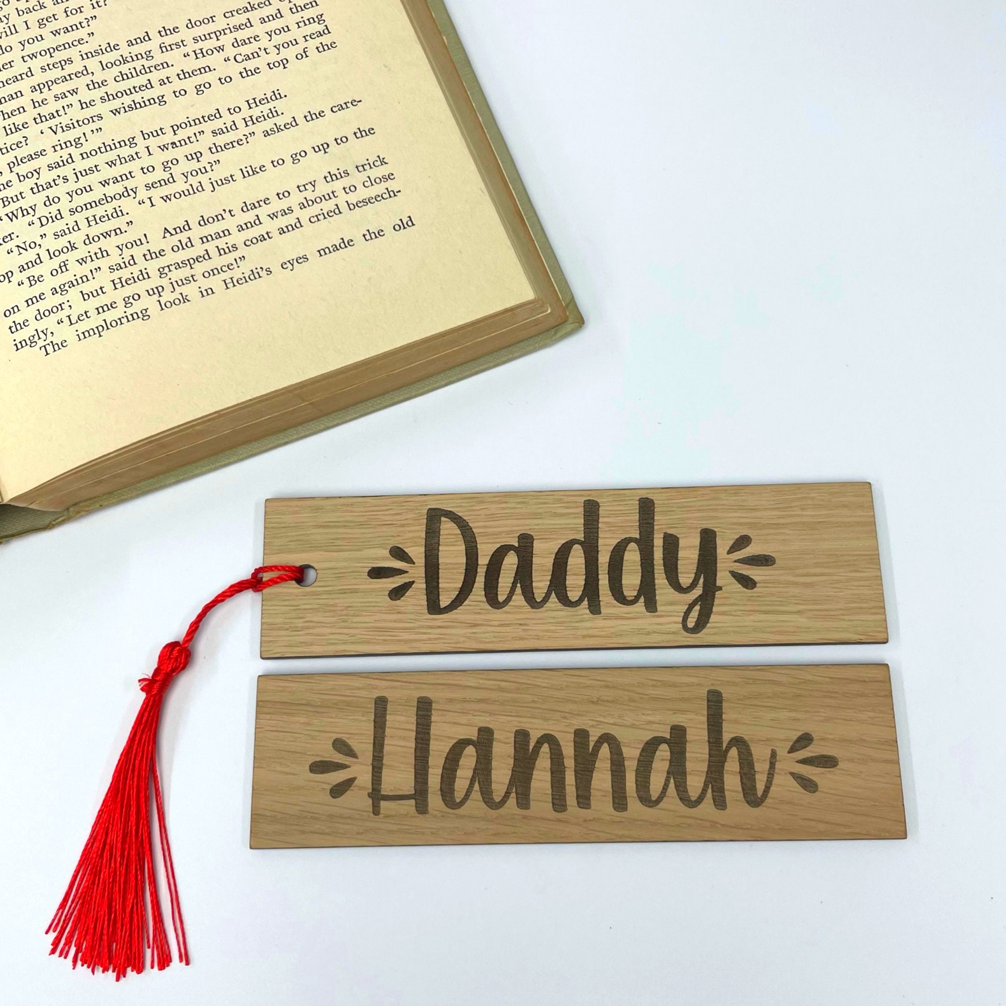 Personalised Name Bookmark // Laser Engraved // Oak // Wooden Bookmark ...