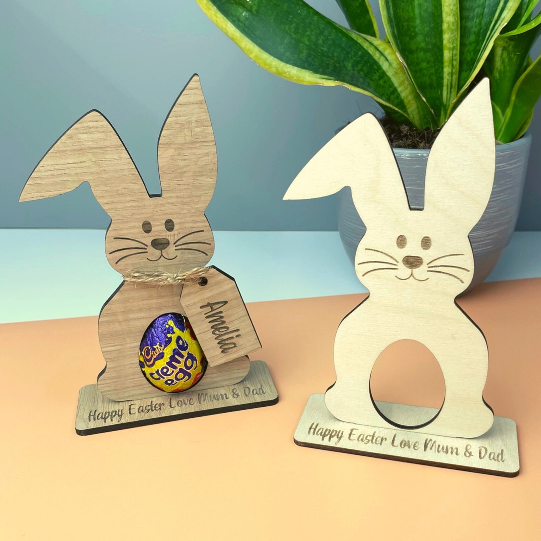 Bunny Egg Holder With Stand // Laser Engraved // Handmade // Easter ...