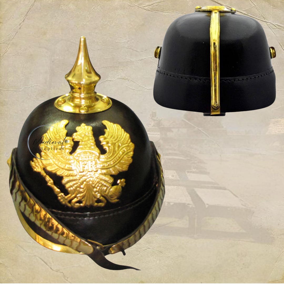 Vintage German Military Officer Helmet With Brass Fitted Front Plate ...