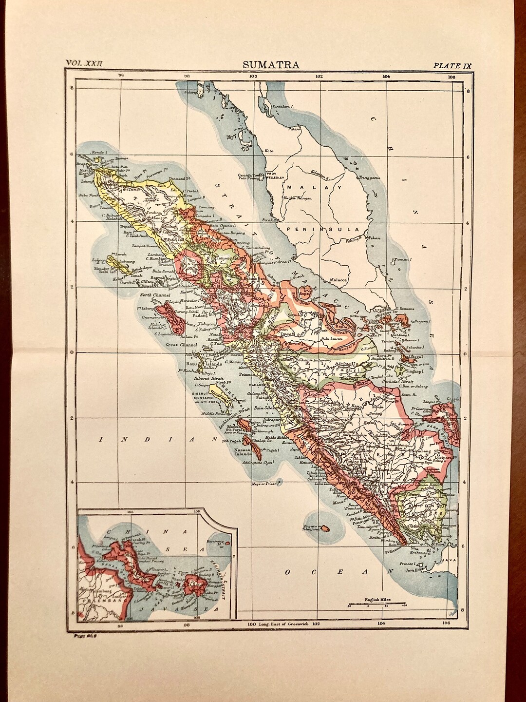 1887 Rare Antique Encyclopedia Britannica Map of Sumatra-vol Xxii-map ...