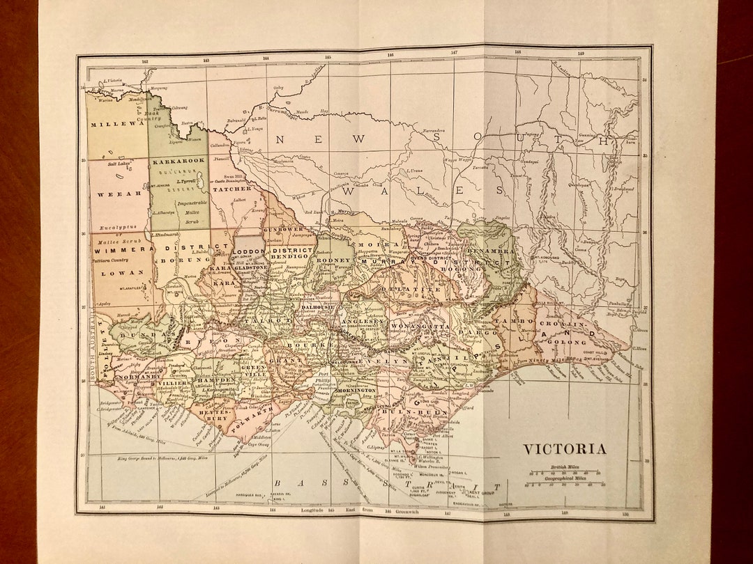 1890 Rare Antique Chambers Encyclopedia Map of Victoria-australia ...