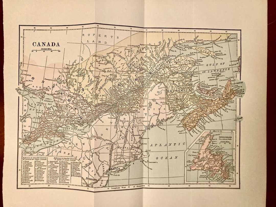 1890 Rare Antique Chambers Encyclopedia Map of Canada-authentic ...
