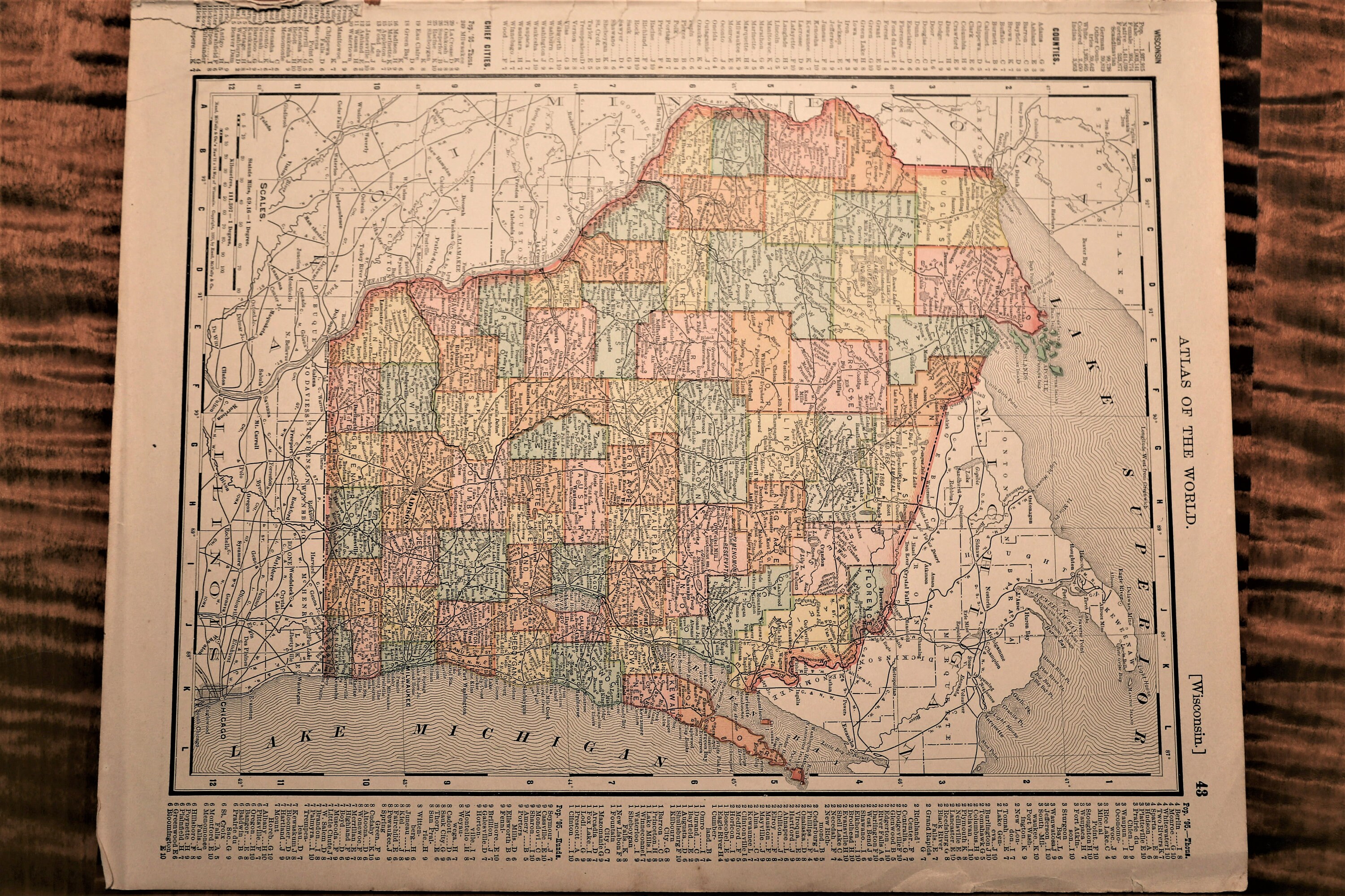 1895 Rare Antique Rand Mcnally Map of Wisconsin-over 100 Years Old - Etsy