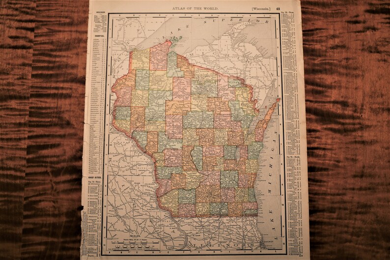 1895 Rare Antique Rand Mcnally Map of Wisconsin-over 100 Years - Etsy