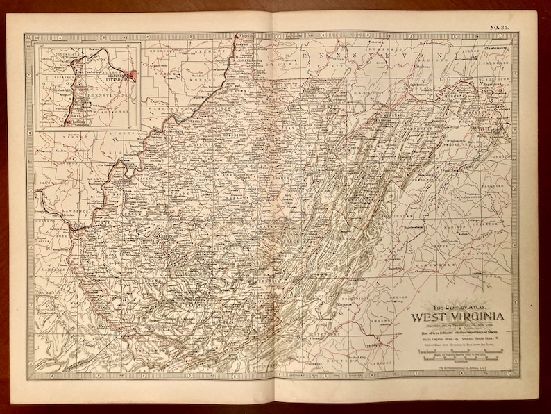 1897 Rare Antique Century Atlas Map of West Virginia-authentic - Etsy