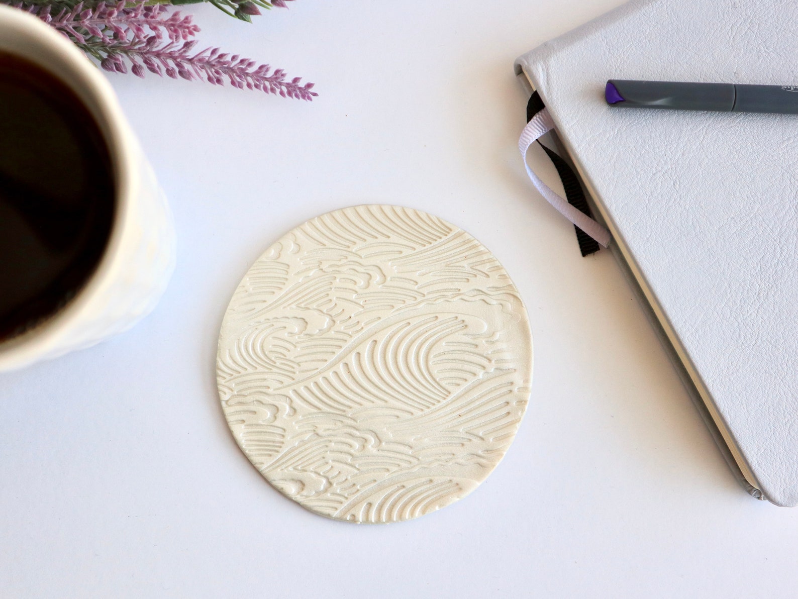 Japanese Wave Coasters Minimalist Home Decor Beachy | Etsy