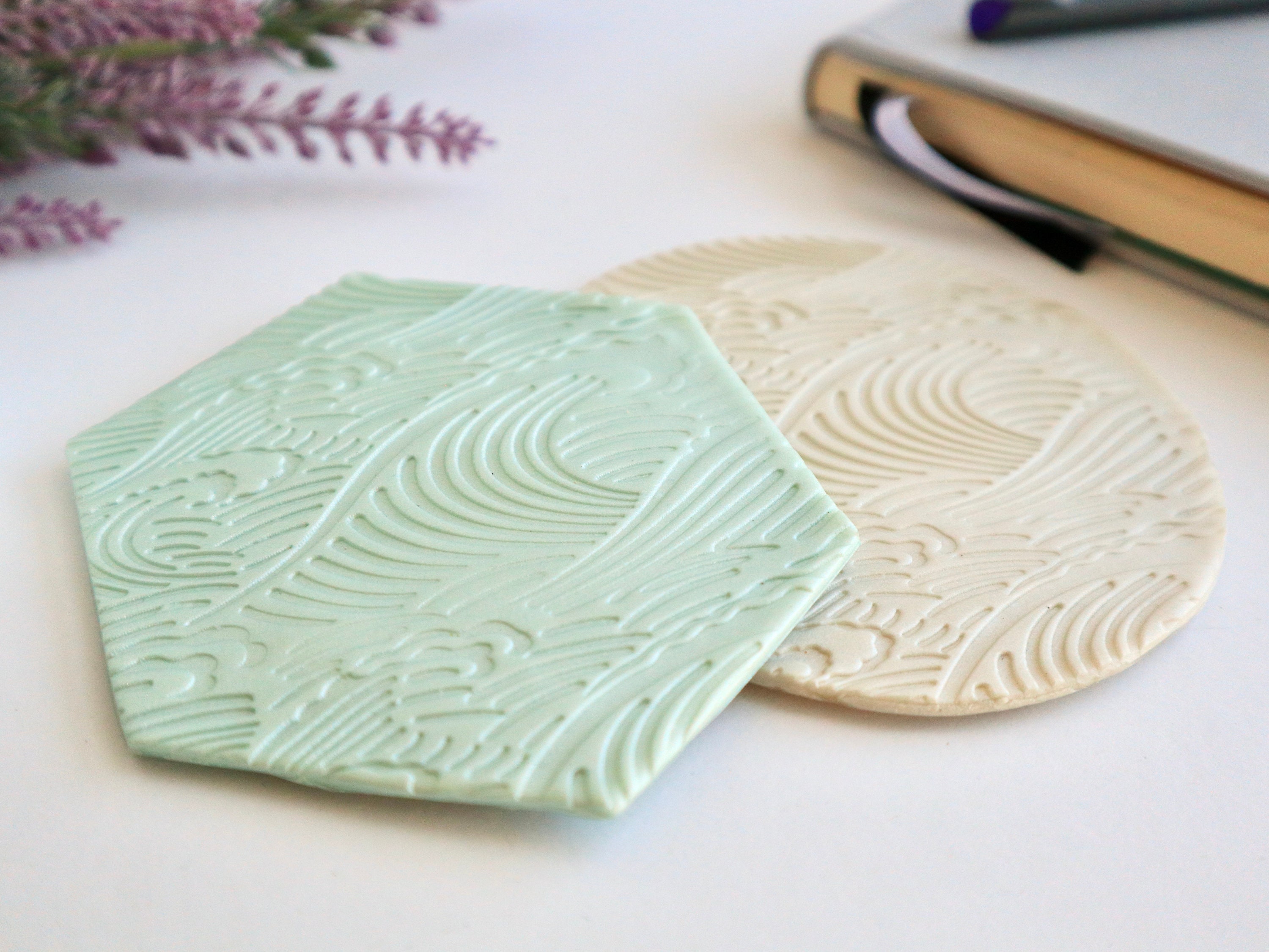 Japanese Wave Coasters Minimalist Home Decor Beachy - Etsy Canada