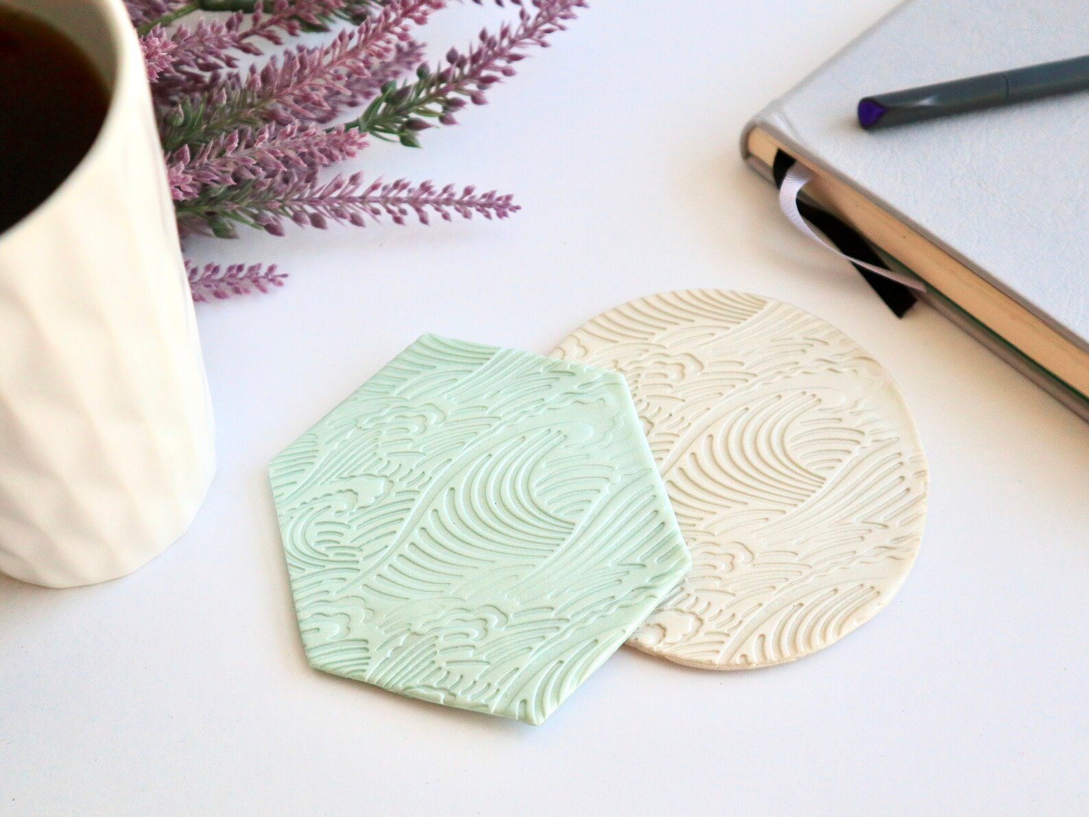 Japanese Wave Coasters Minimalist Home Decor Beachy - Etsy Canada