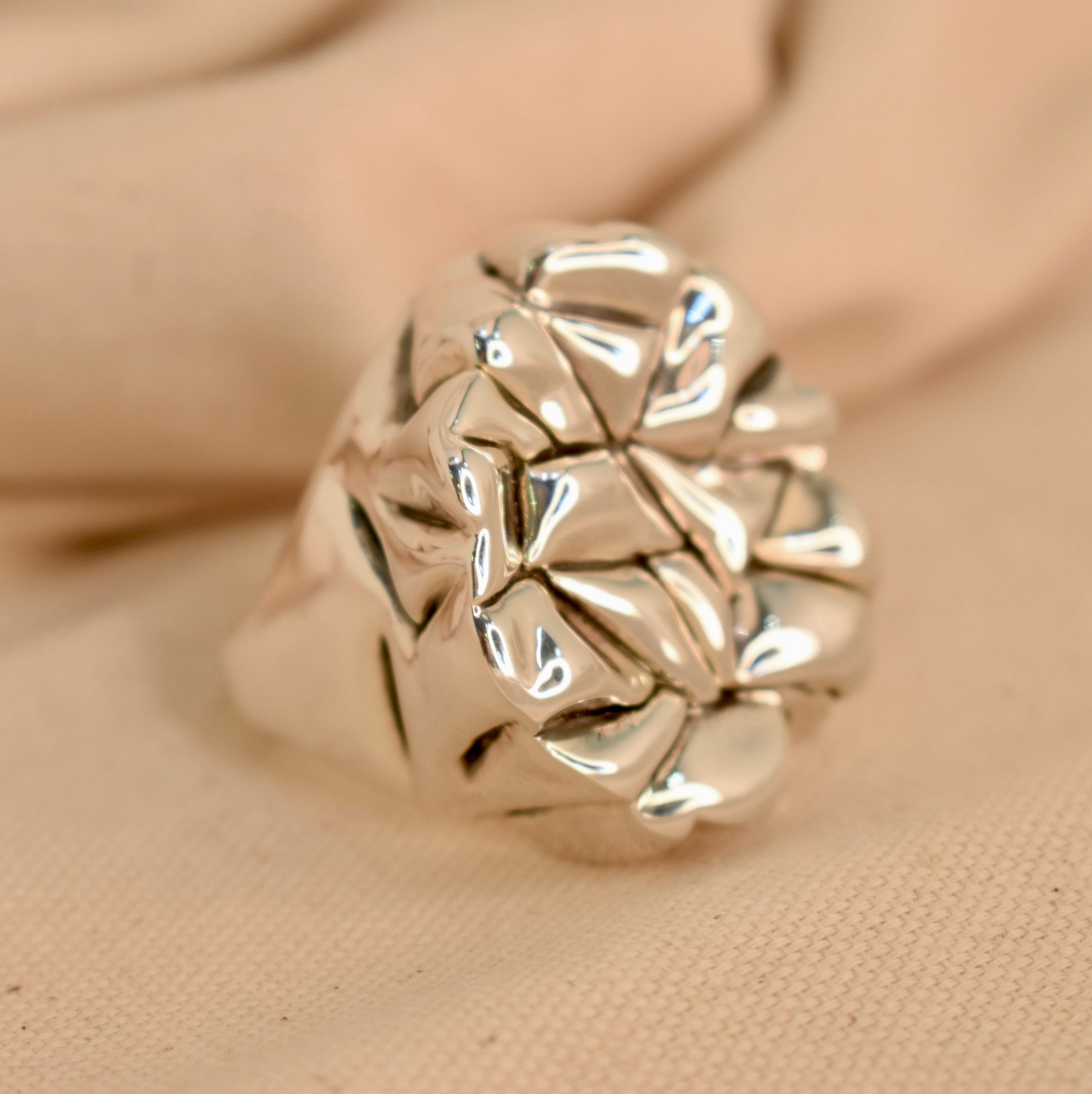 Unique Wrinkled Design Electroform Sterling Silver Ring - Etsy