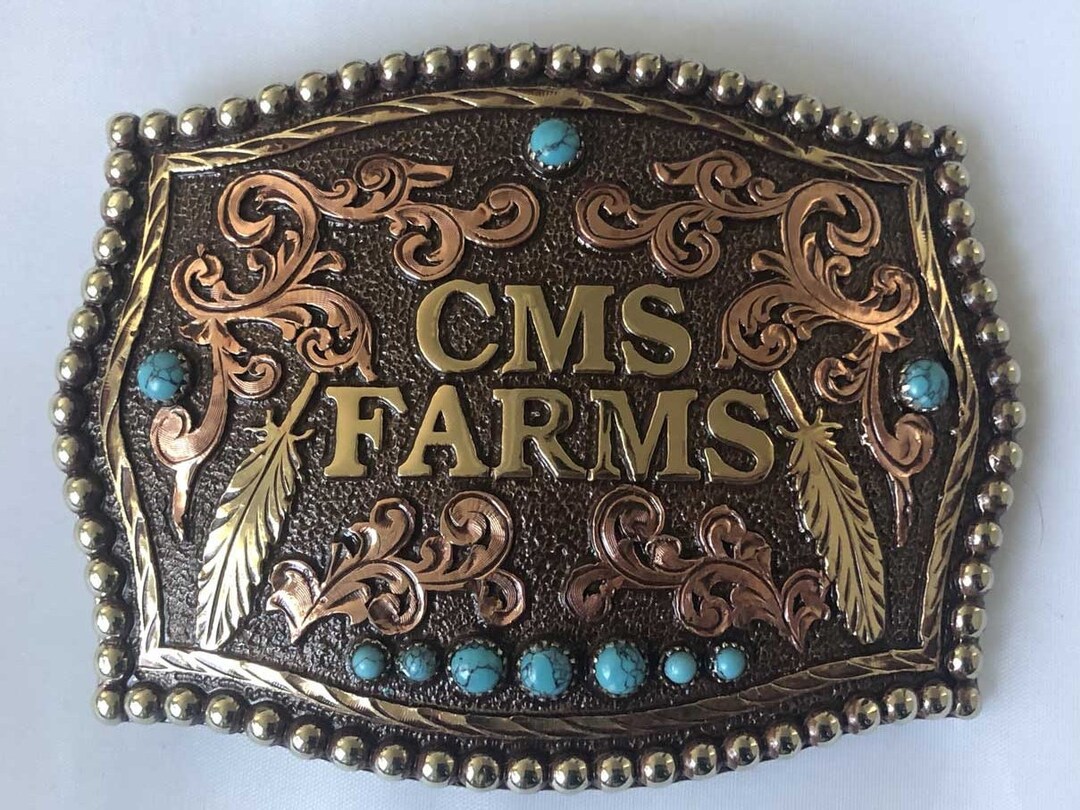 Trophy Western Belt Buckle - Custom Made - German Silver - Hand ...