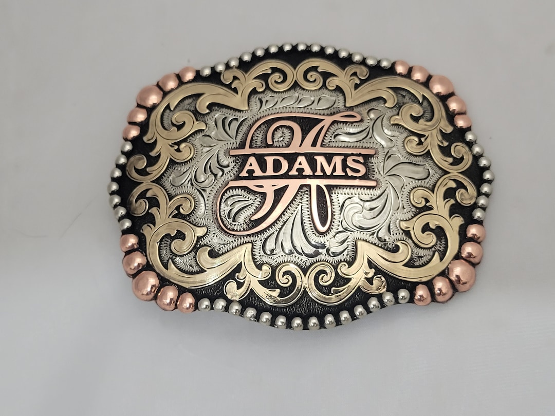 Trophy Western Belt Buckle Custom Made German Silver Hand Engraved ...