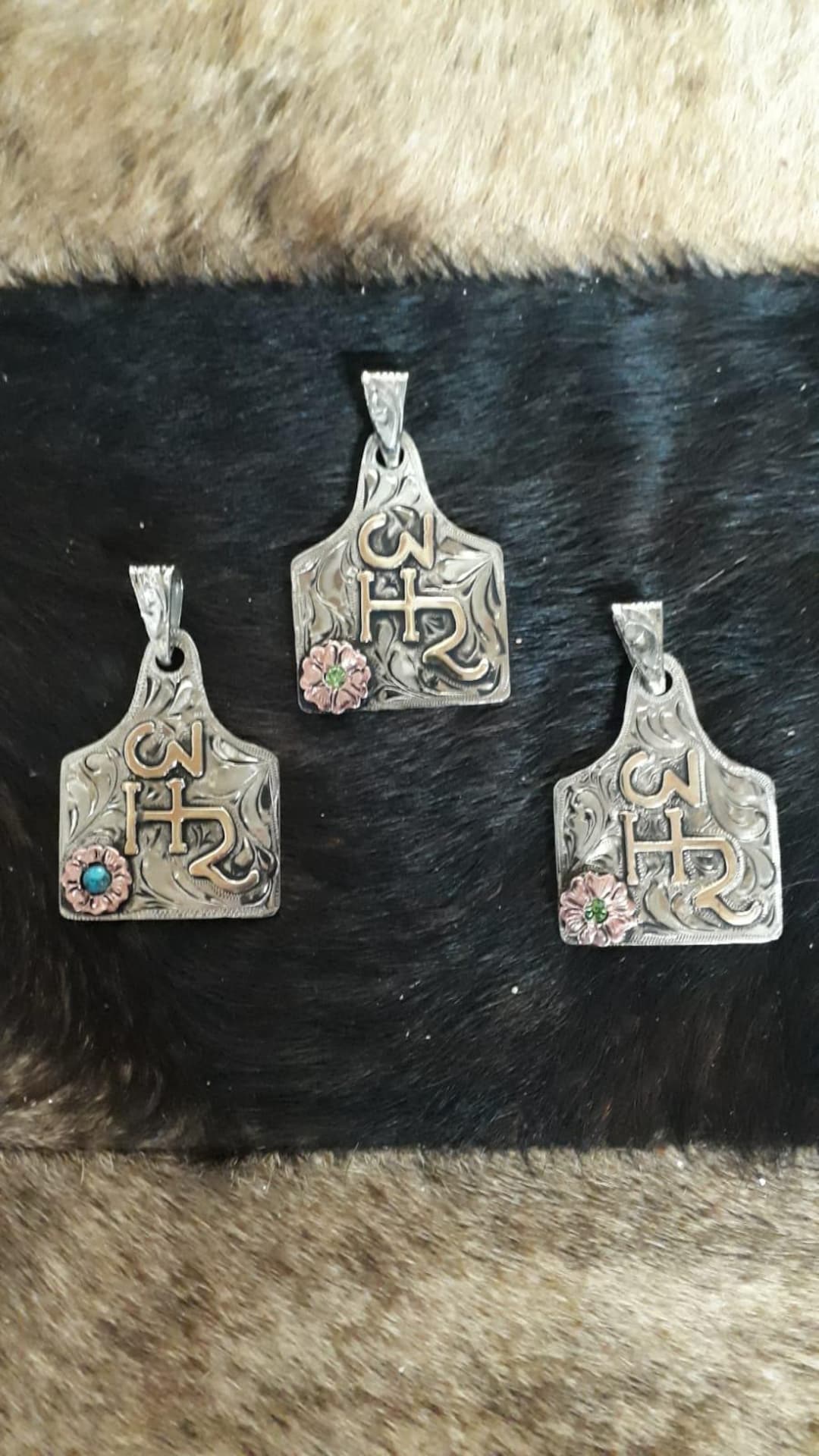 Pendant / Cow Tag - Custom Made - German Silver - Hand Engraved ...