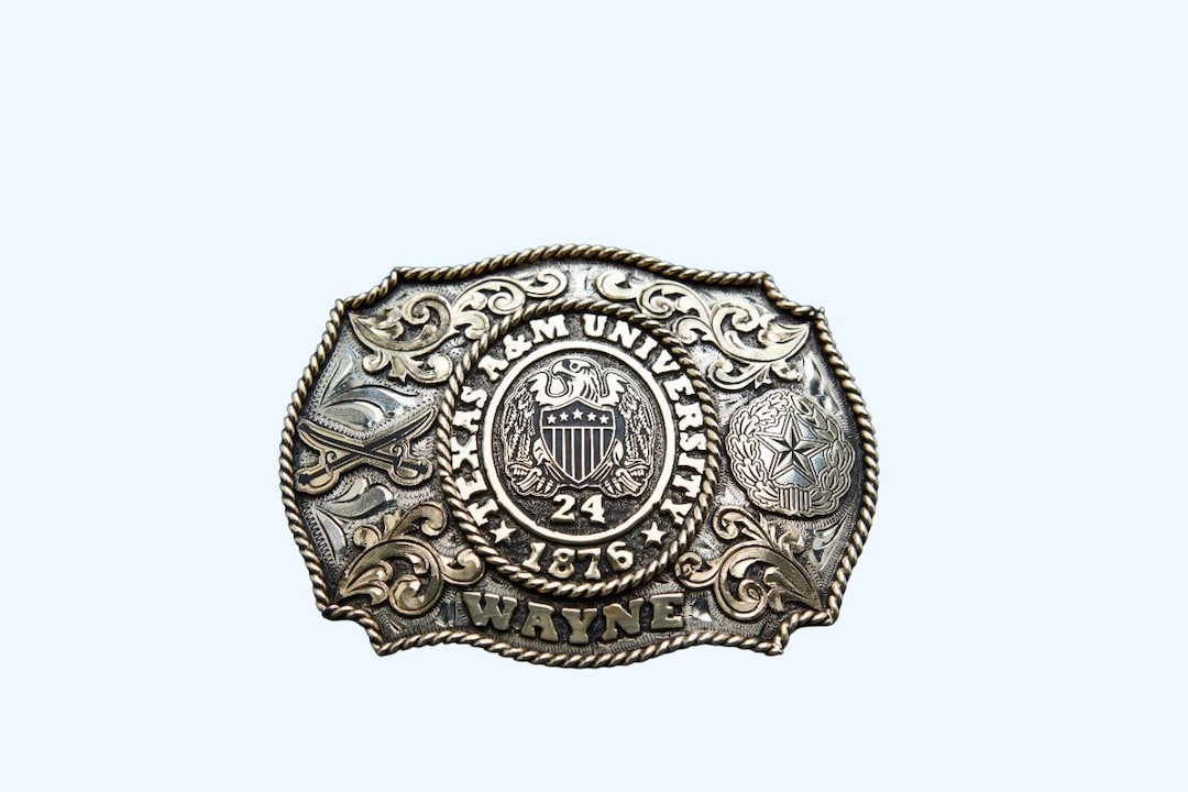 Hand Engraved Texas A&M Aggies Belt Buckle: Custom German Silver Trophy ...