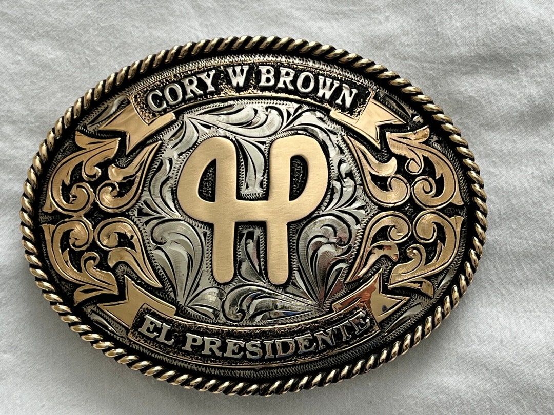 Trophy Western Belt Buckle - Custom Made - German Silver - Hand ...