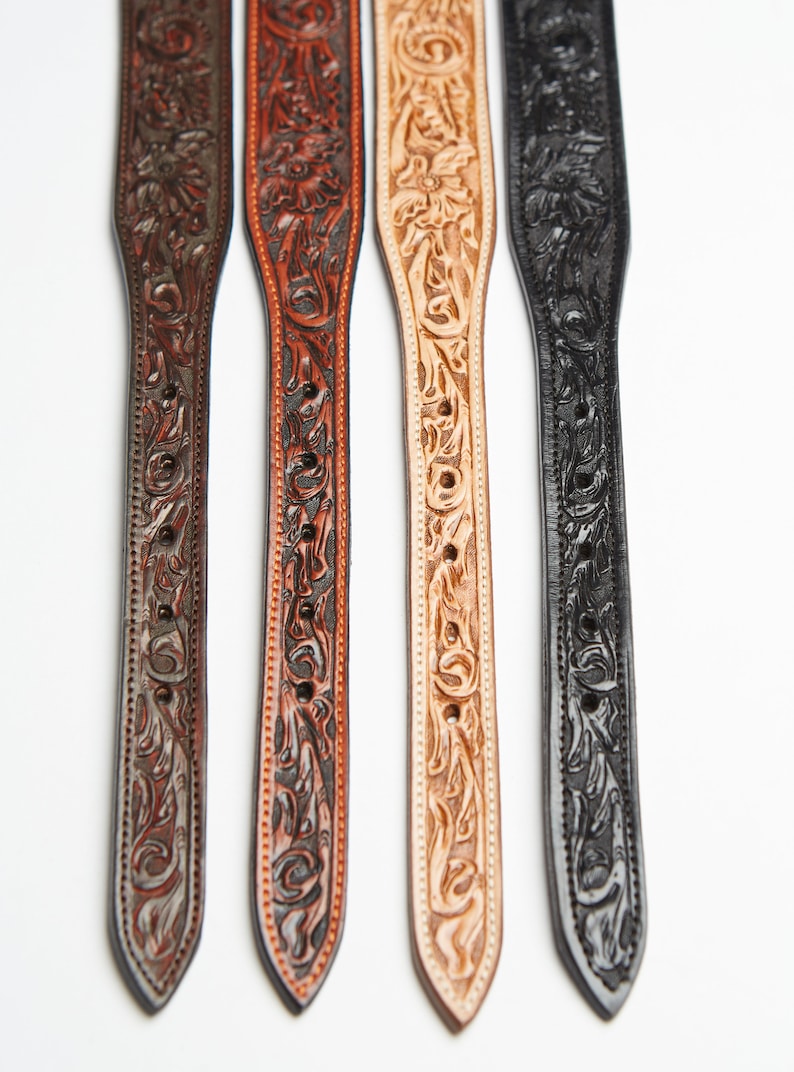 Hand Tooled Leather Western Belt: Oak Leaf Design - Etsy
