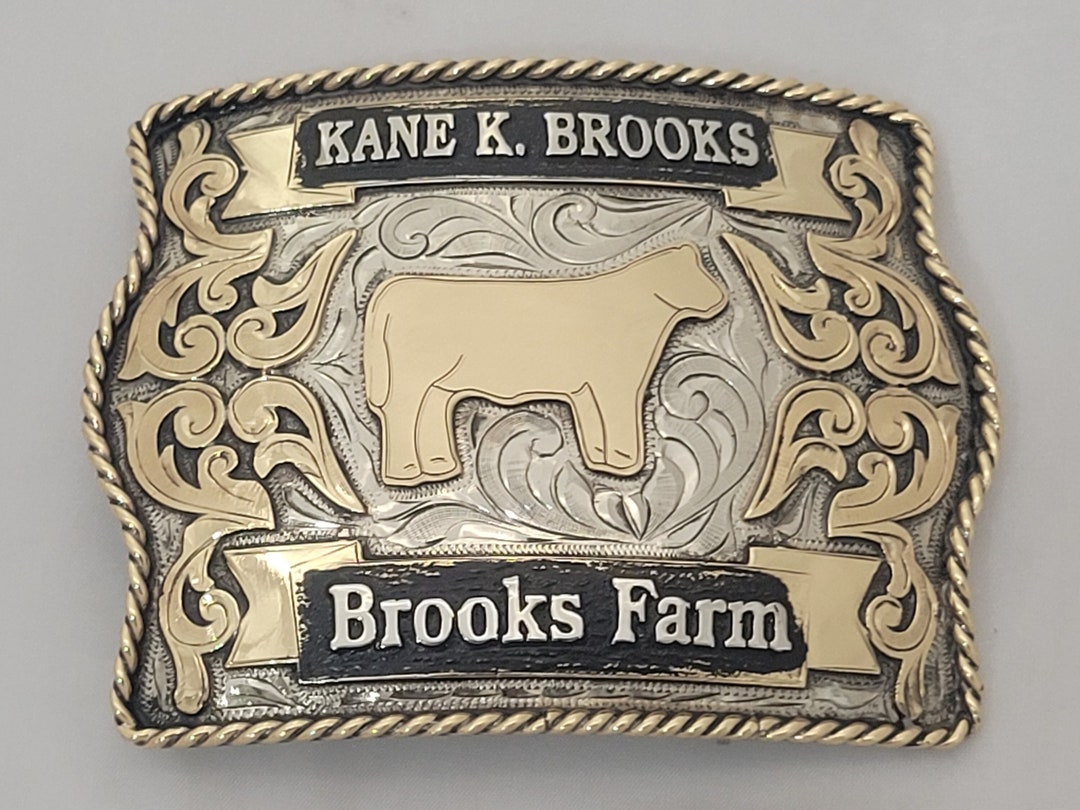 Trophy Western Belt Buckle - Custom Made - German Silver - Hand ...