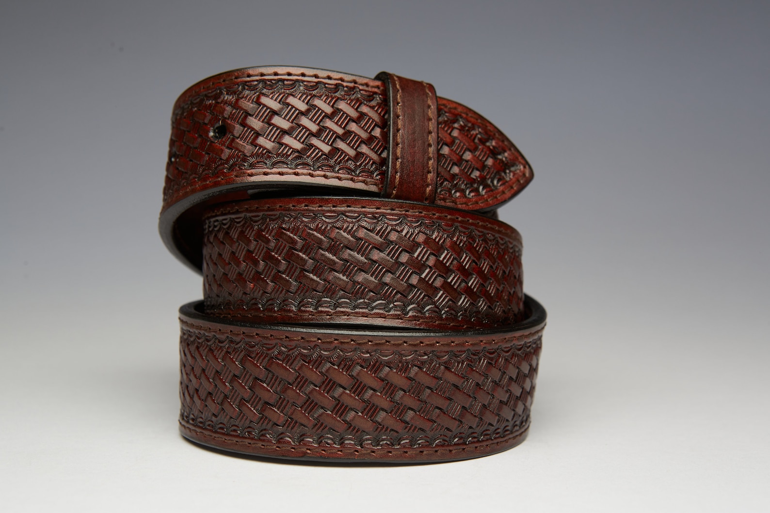 Hand Tooled Western Belt: Full Grain Leather Basket Weave - Etsy