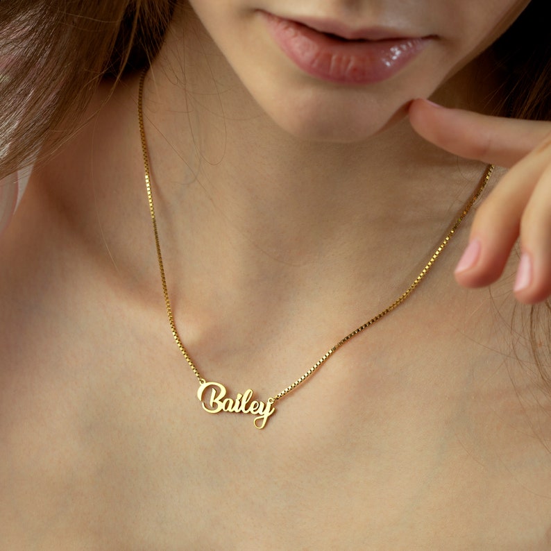 14k Gold Color Name Necklace Personalized Name Necklace Gold Etsy