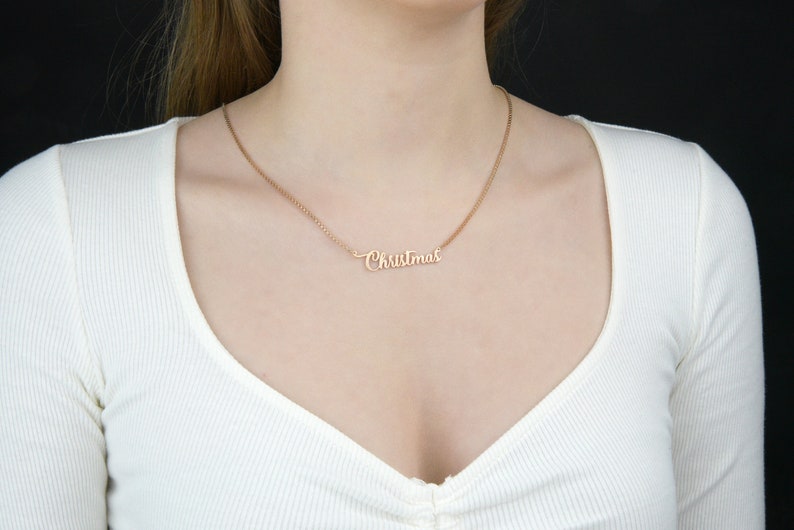 14k Gold Color Name Necklace Personalized Name Necklace Gold Etsy