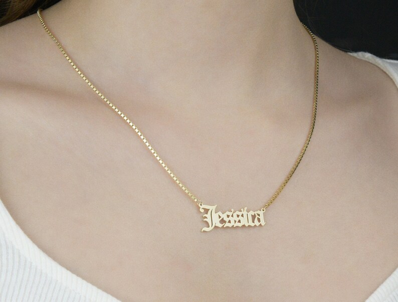14k Gold Color Name Necklace Personalized Name Necklace Gold Etsy