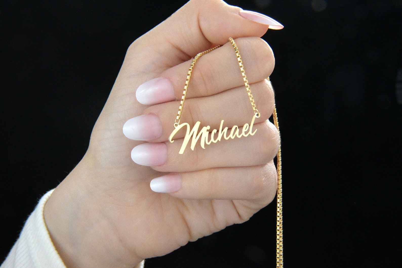 14k Gold Color Name Necklace Personalized Name Necklace Gold Etsy