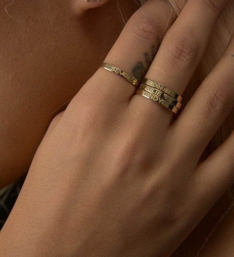 Personalized Stacking Ring Custom Engraved Name Stackable - Etsy