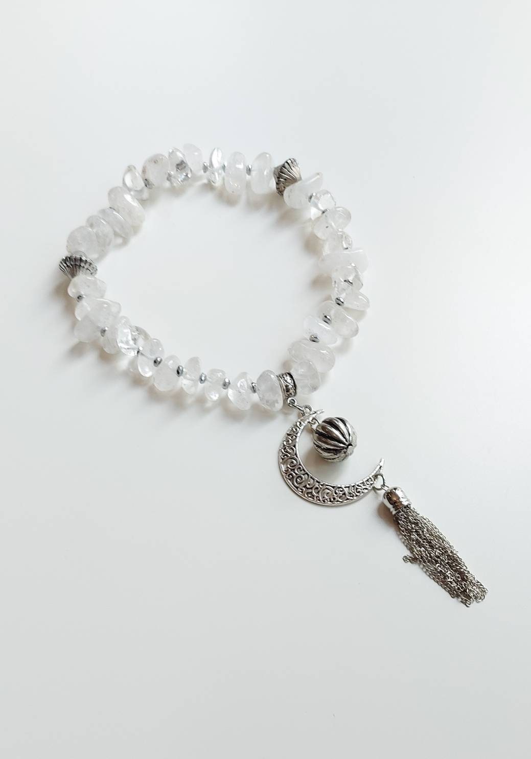 Islamic Crystal Clear Quartz Prayer Beads Tassel Moon Tespih Subhah ...