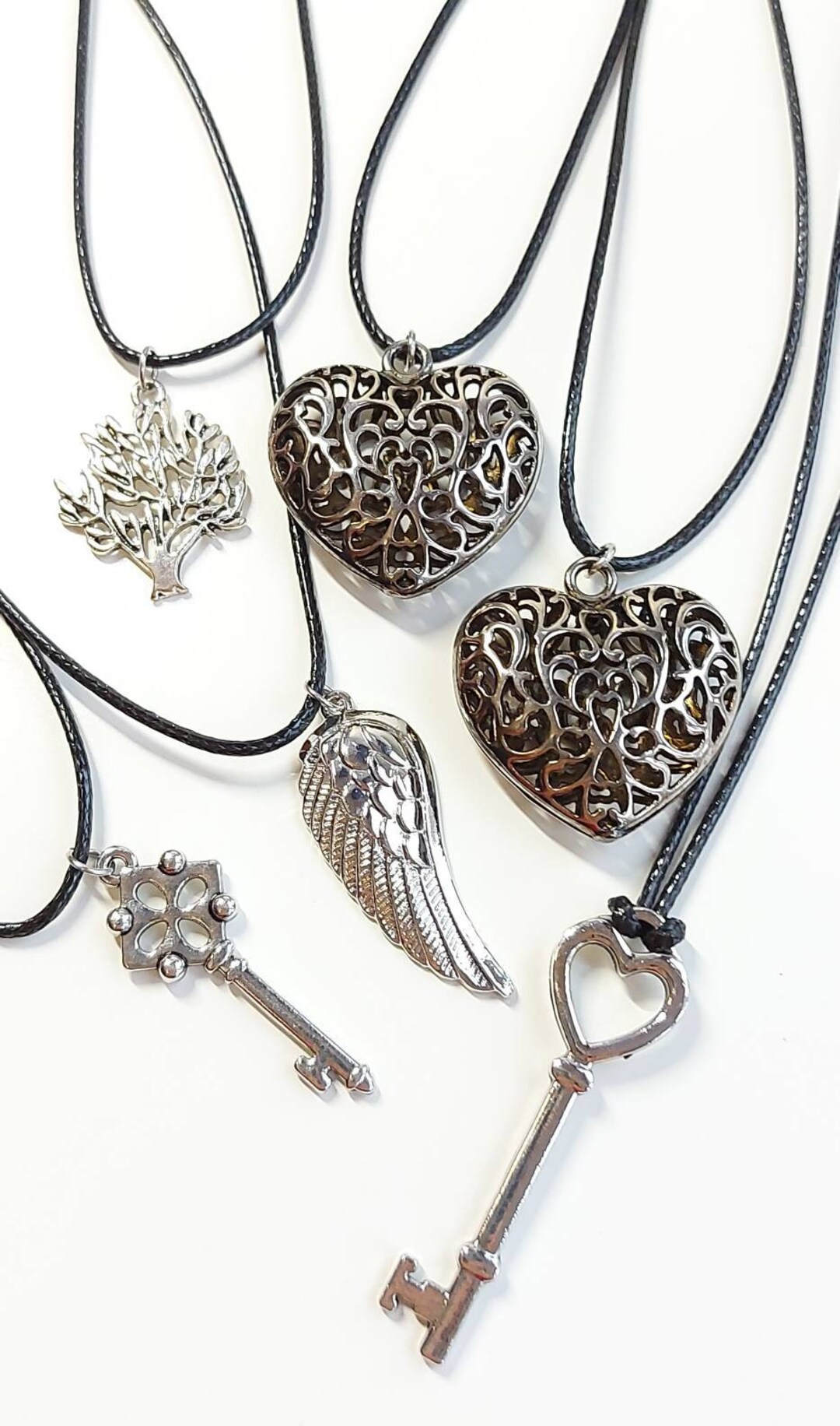 Heart Pendant Cord Necklace, Tree of Life Necklace, Gift for Her, Key ...