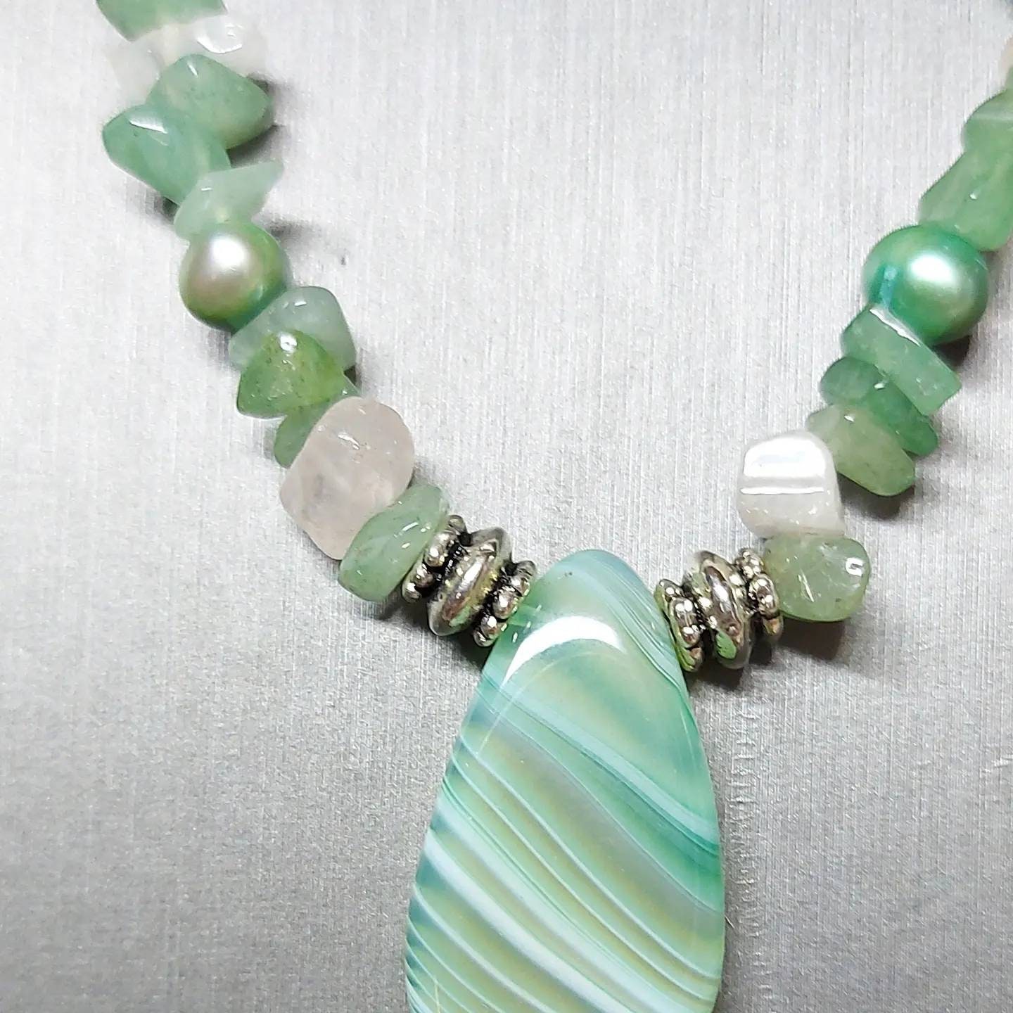 Green Aventurine and Pearls Necklace Gemstones Beads Bracelet and ...