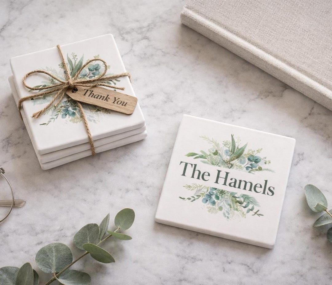 Personalized Botanical Coasters – Custom Printed Stone Coasters With ...