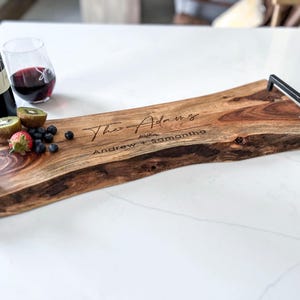 Personalized Live Edge Tray, Rustic Style Tray, Engraved Wooden Tray ...