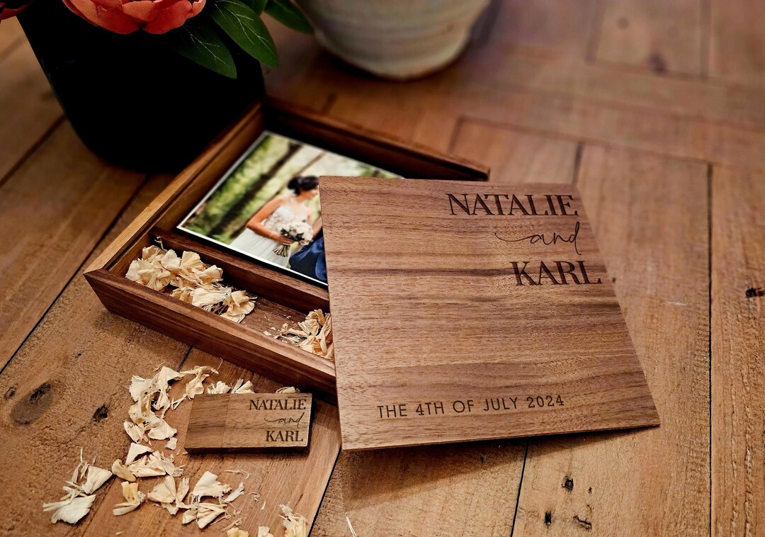 Personalized USB, Personalized Walnut Wooden Photo Album Box Flash ...