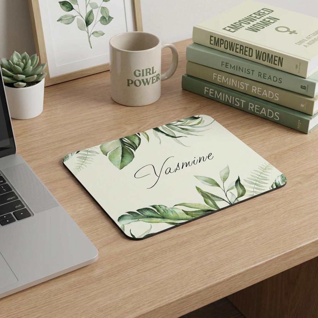 Personalized Botanical Greenery Mouse Pad, Gift for Coworkers and ...