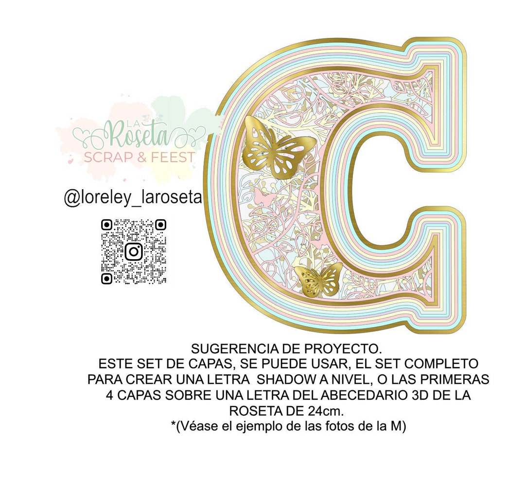 LETTER C SHADOW Tiered: Svg Digital File for Cricut, Studio, Scanncut ...