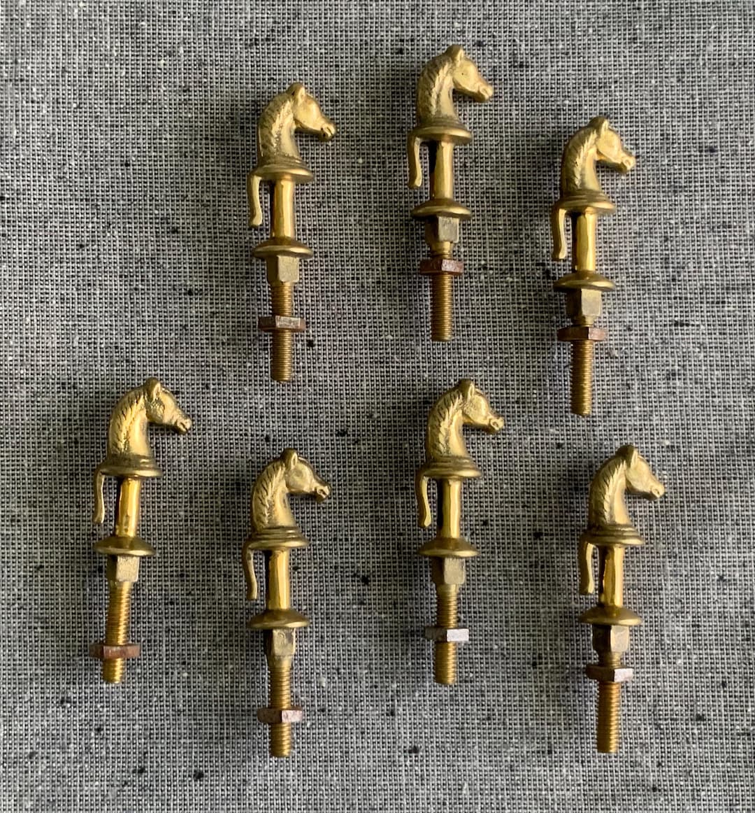 Antique/early 1900’s * Brass Horse Head Bearing Rein Hook Terrets * Set ...