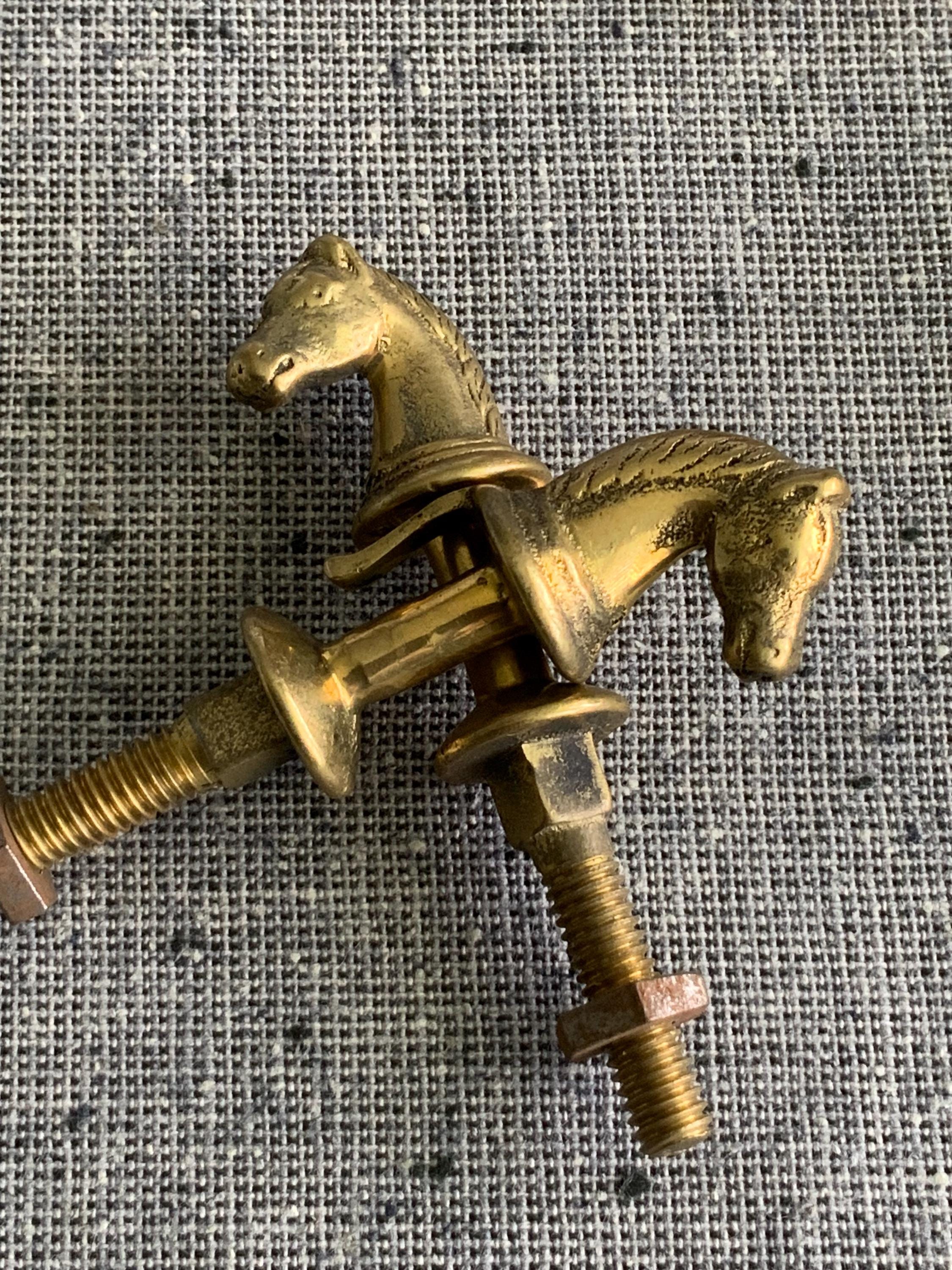 Antique/early 1900’s * Brass Horse Head Bearing Rein Hook Terrets * Set ...