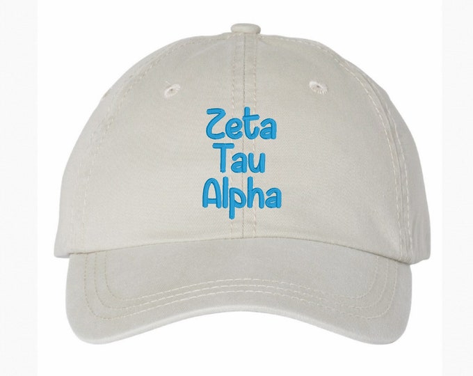 Zeta Tau Alpha Cursive Baseball Hat Embroidered Baseball Cap ...