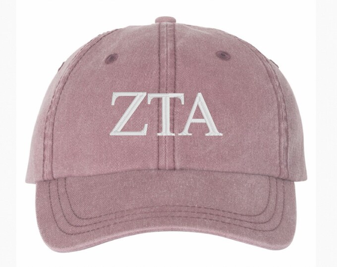 Zeta Tau Alpha Cursive Baseball Hat Embroidered Baseball Cap ...