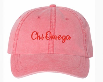 Chi Omega Sorority Baseball Cap - Custom Color Hat and Embroidery. - Etsy