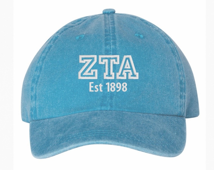 Zeta Tau Alpha Cursive Baseball Hat Embroidered Baseball Cap ...