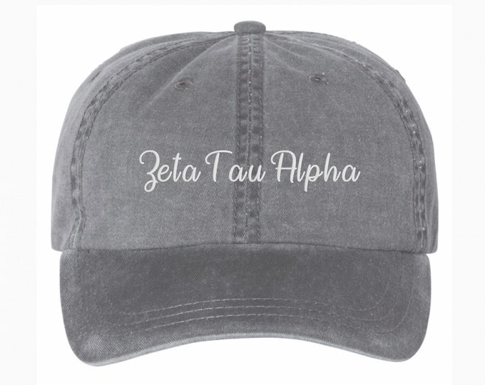 Zeta Tau Alpha Cursive Baseball Hat Embroidered Baseball Cap ...