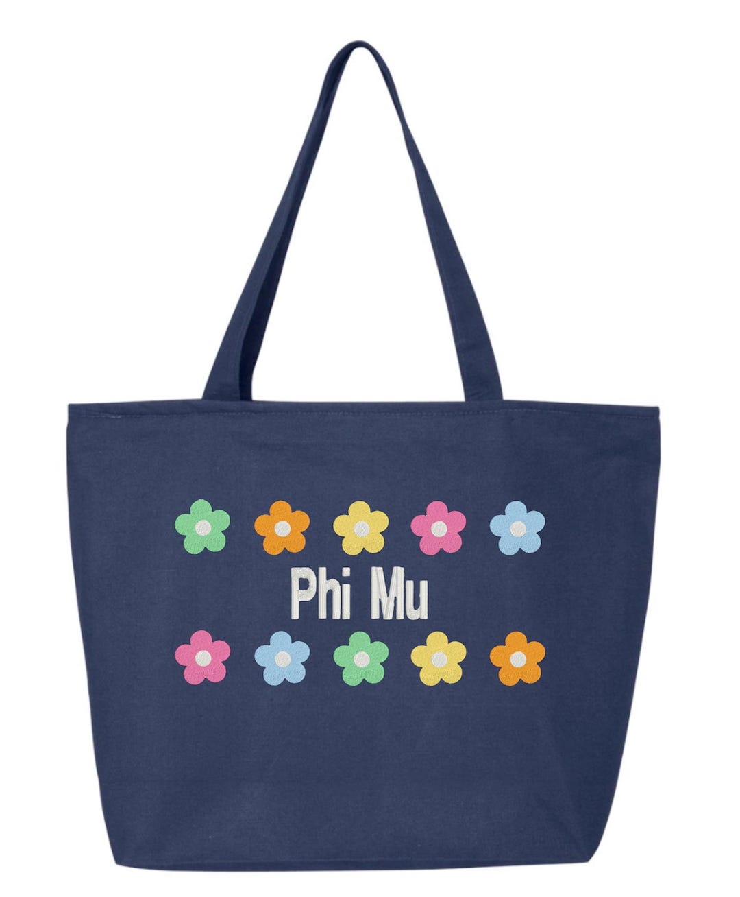 Phi Mu Sorority Embroidered Tote Bag With Zipper / AXO Greek Cotton ...