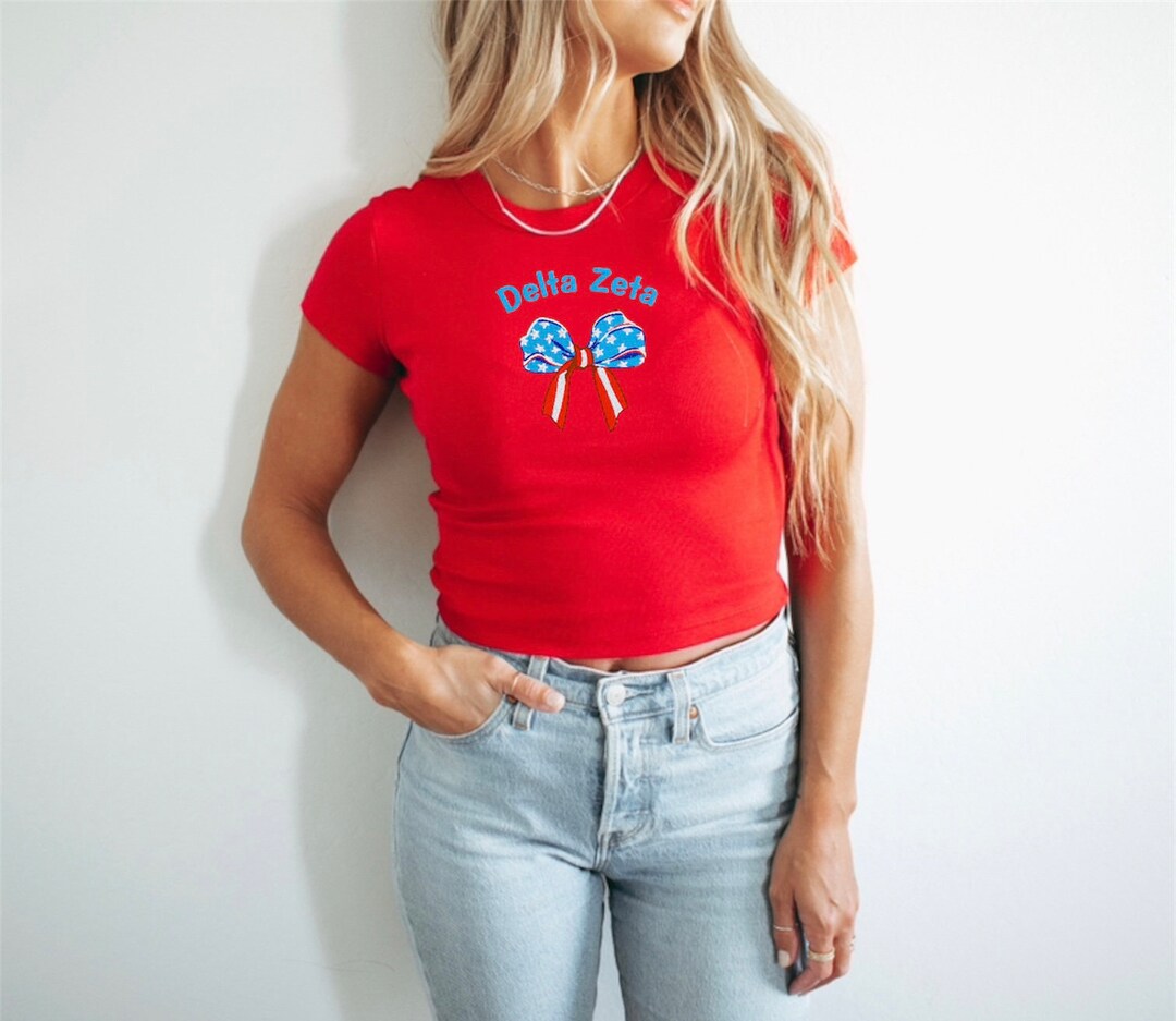 Delta Zeta Sorority American Bow Chapter Crop Top / Custom Color Greek ...